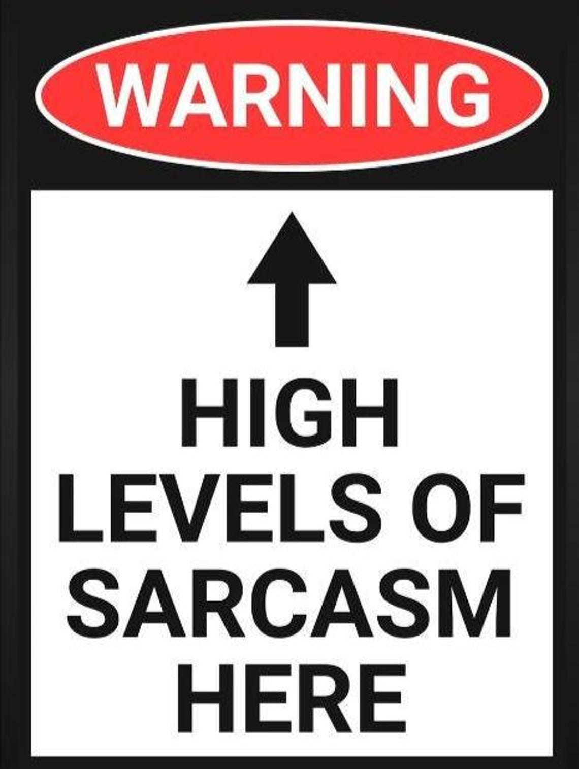 Warning High Levels of Sarcasm Sign Funny Sarcastic Sign - Etsy