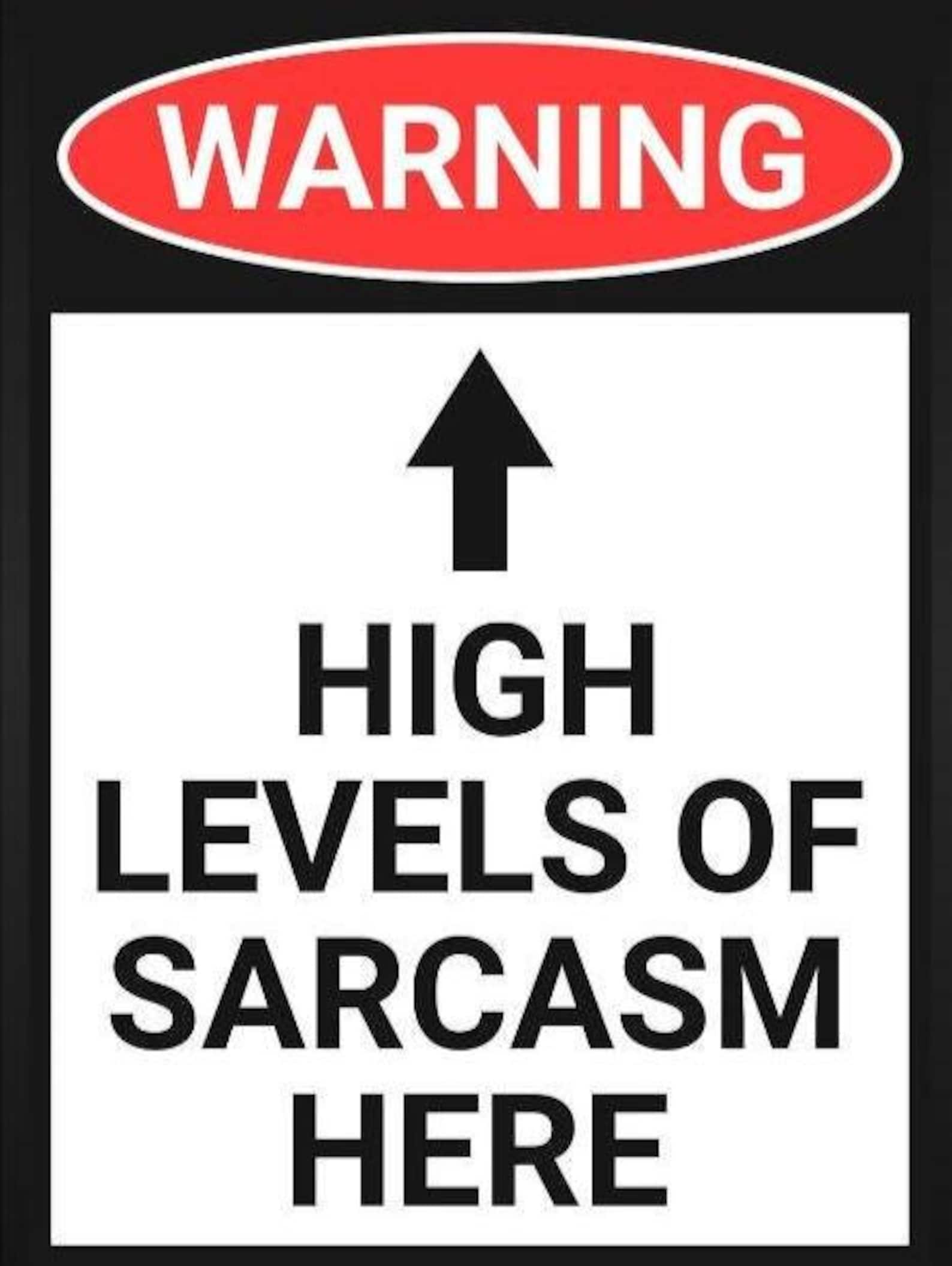 Warning High Levels of Sarcasm Sign Funny Sarcastic Sign - Etsy