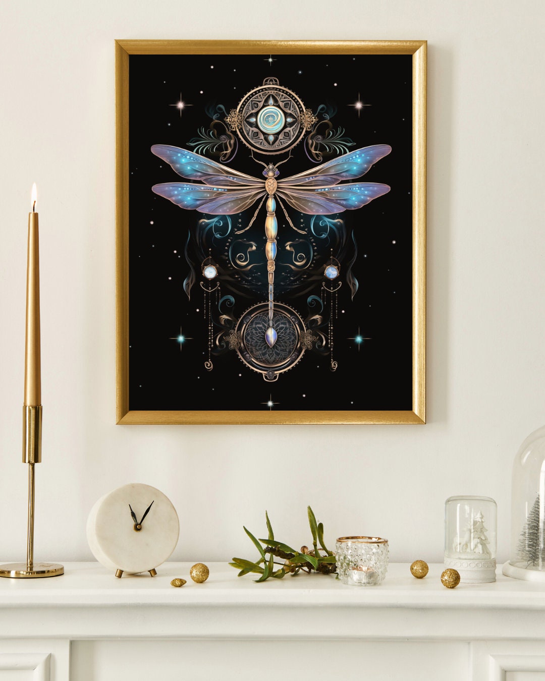 Holographic Dragonfly Printable, Dragonfly Wall Art Digital Print ...