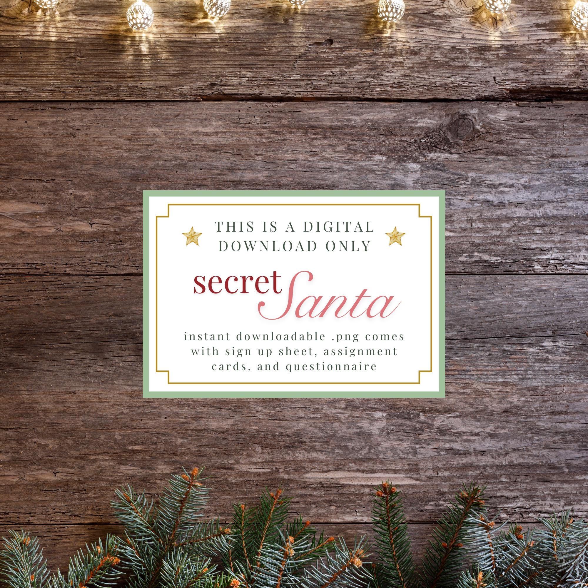 Printable Secret Santa Sign up | Office Secret Santa Sign up | Girl ...