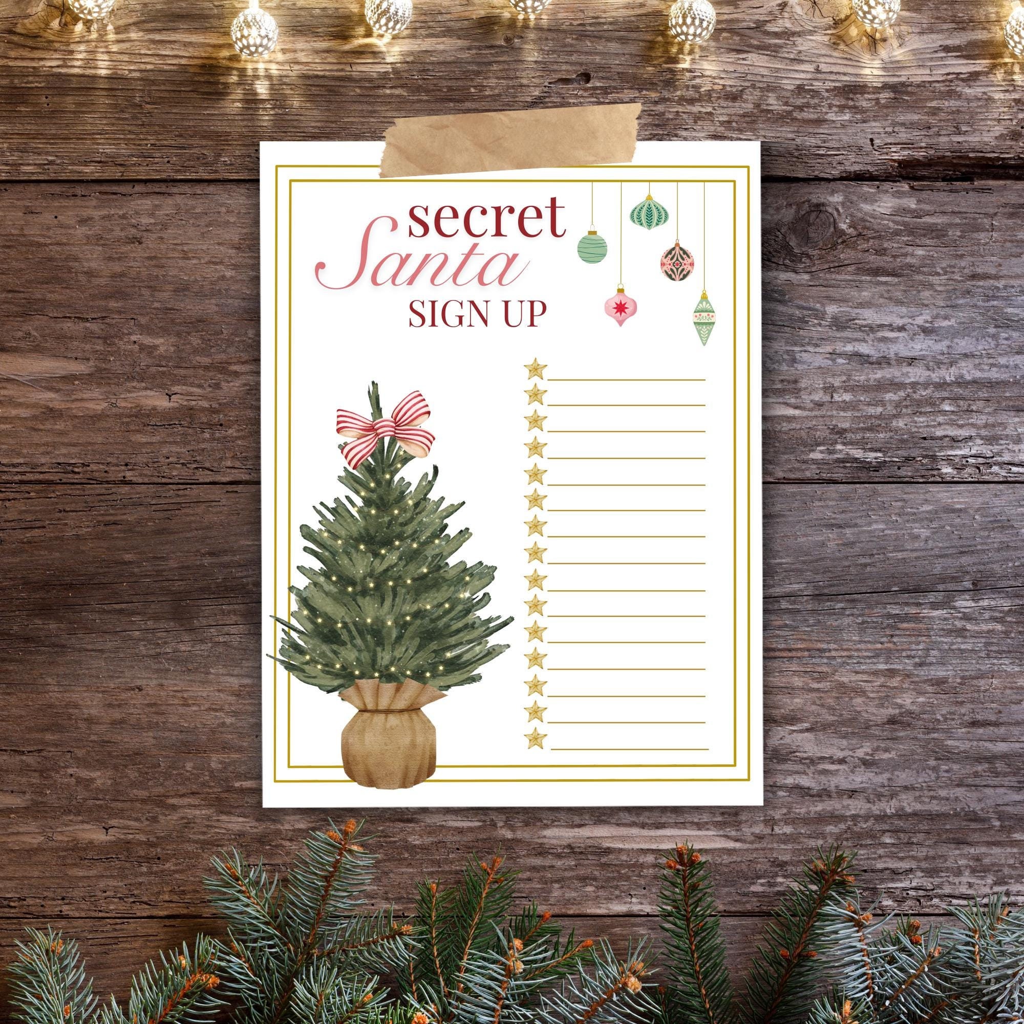 Printable Secret Santa Sign up | Office Secret Santa Sign up | Girl ...