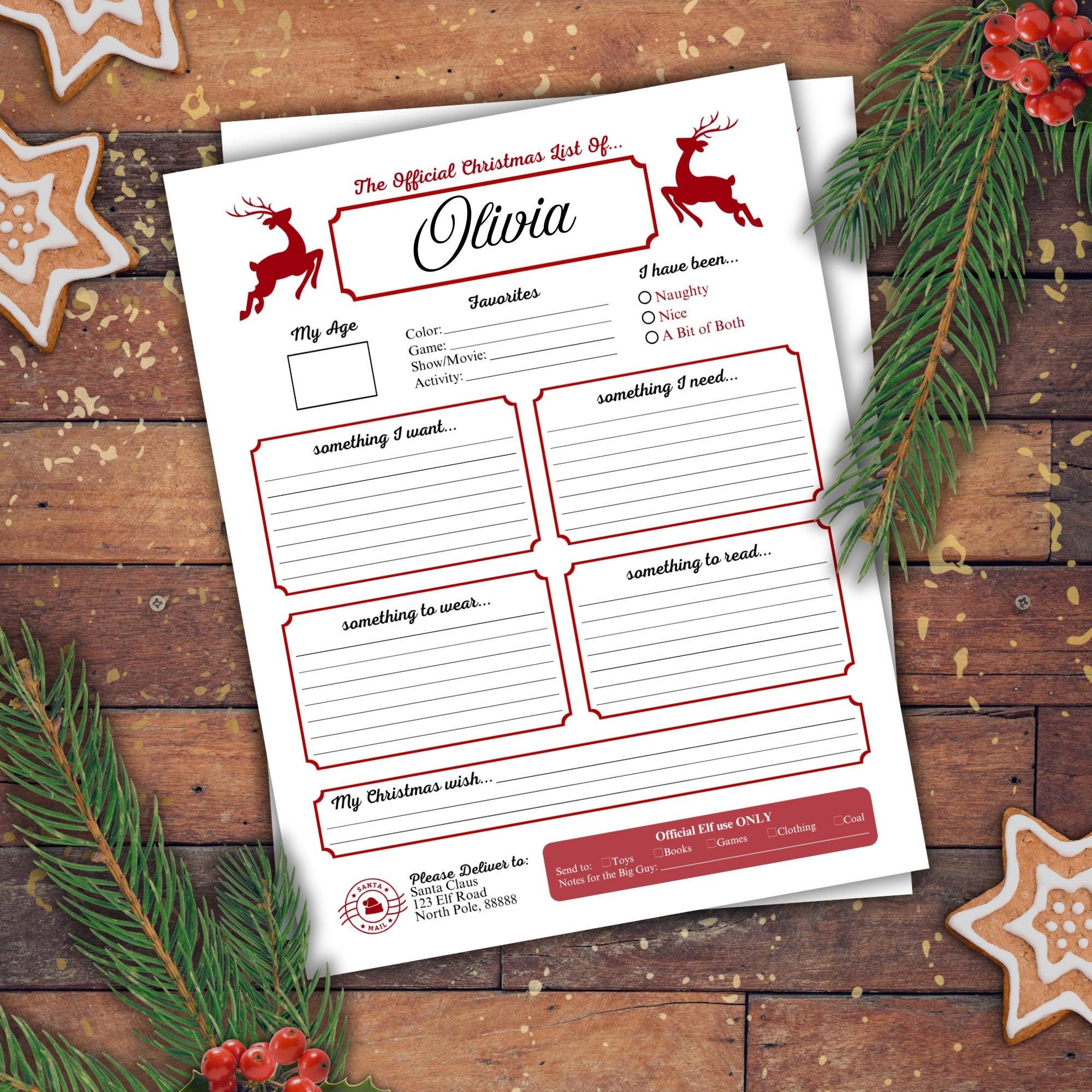 Official Christmas List Printable | Kids Christmas List | Editable ...