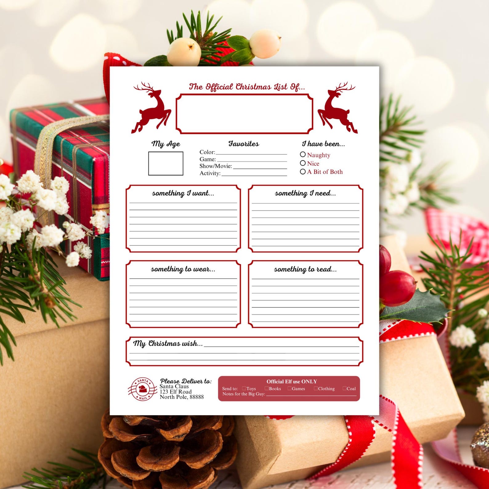 Official Christmas List Printable | Kids Christmas List | Editable ...