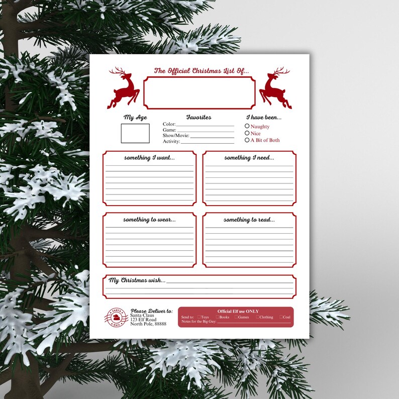 Official Christmas List Printable | Kids Christmas List | Editable ...