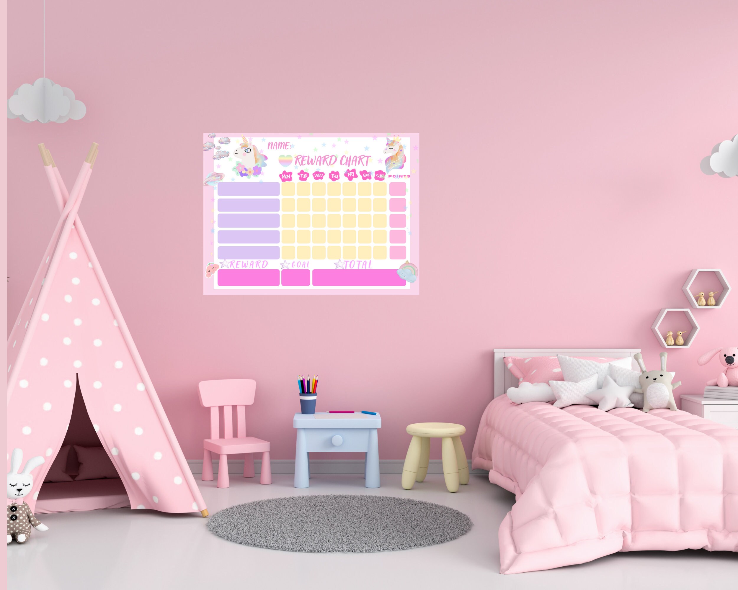 Printable Editable Unicorn Reward Chart, Daily Chore Behavior Charts ...