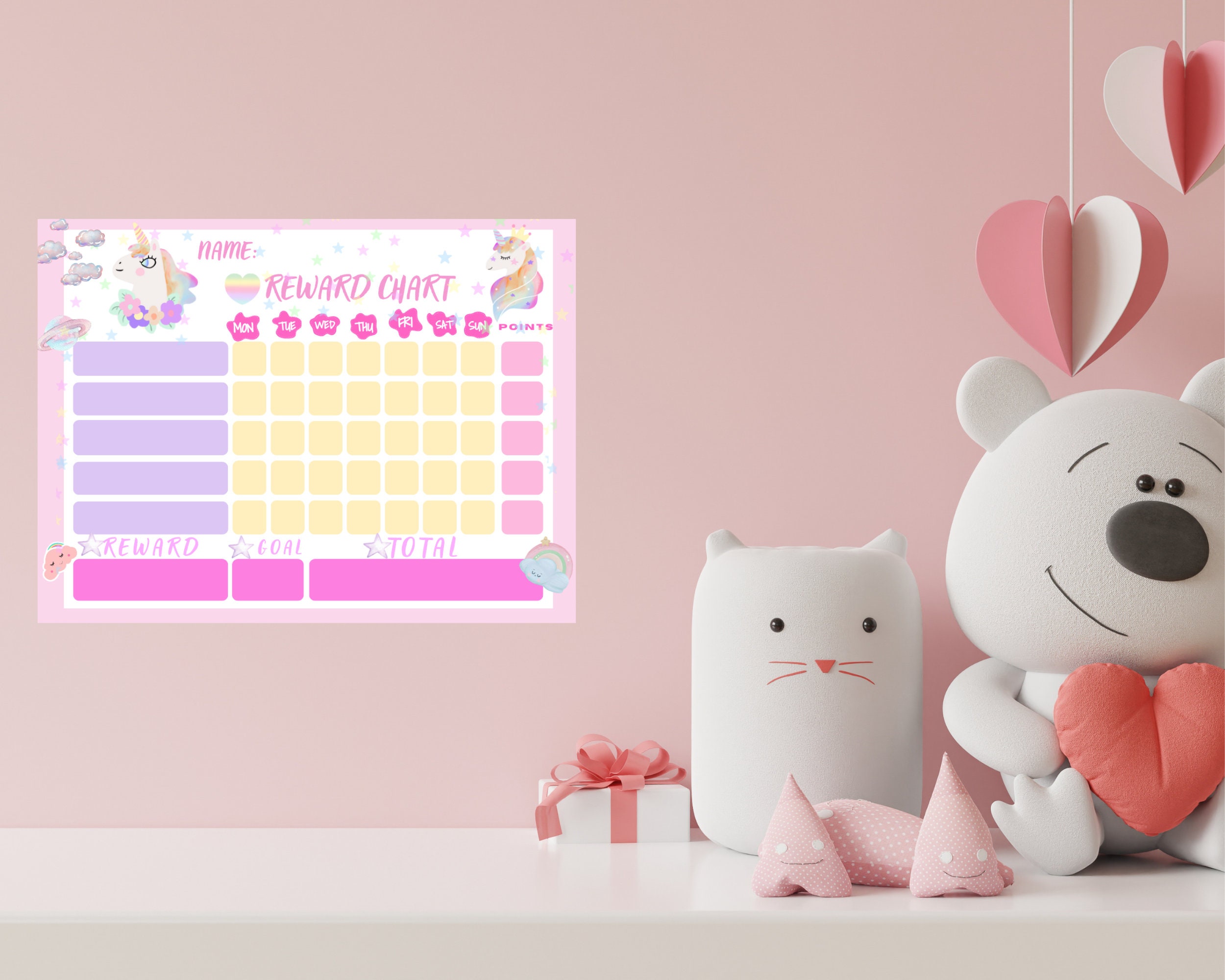 Printable Editable Unicorn Reward Chart, Daily Chore Behavior Charts ...