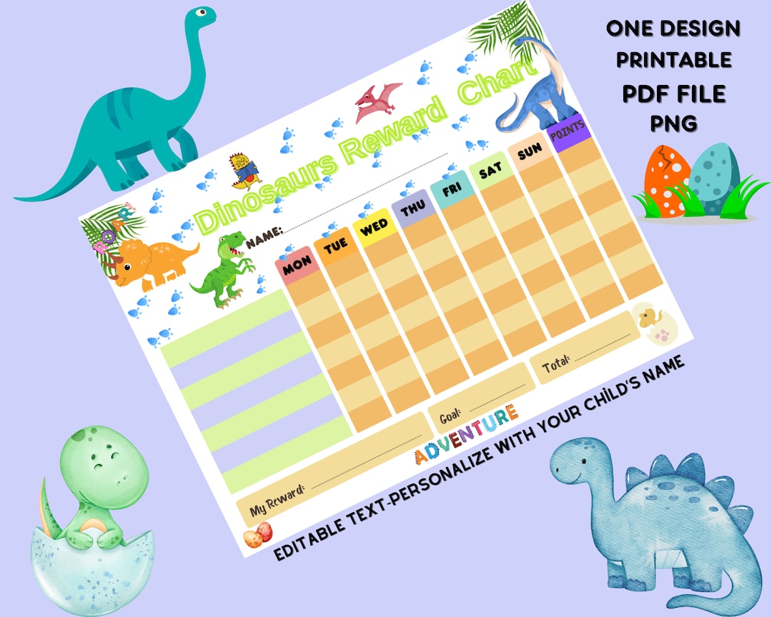 Editable Dinosaur Reward Chart, Dinosaur Sticker Chart, Preschool Kids ...