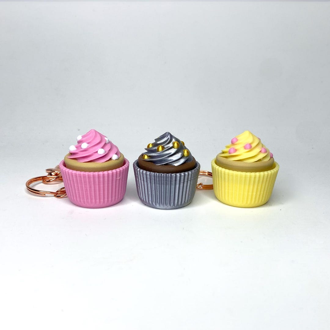Cupcake Clicker Fidget Keyring 3 Pack | Pink | Yellow | Silver ...