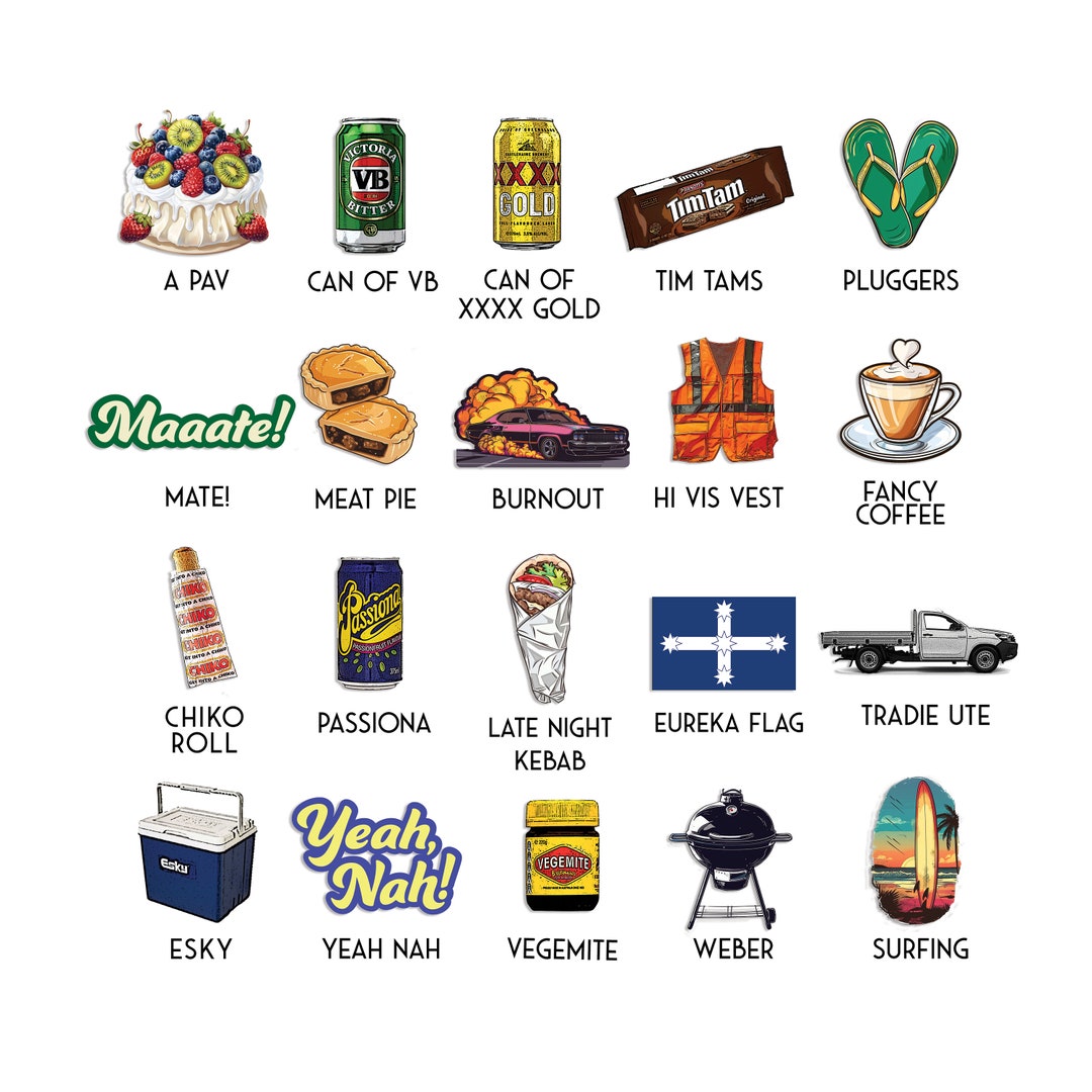 5-20 Aussie Tradie Starter Pack Stickers | Chiko Roll | Tim Tams | Burn ...