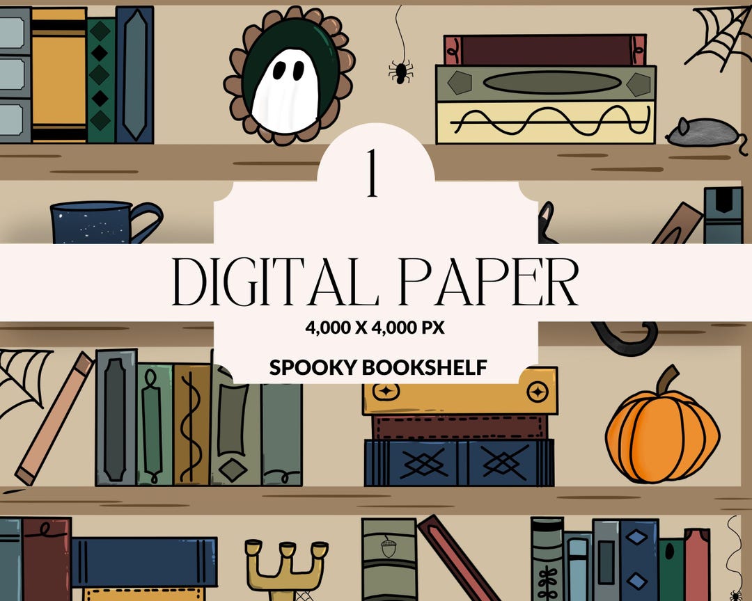 Spooky Bookshelf Seamless Pattern | Hand-drawn Halloween Tile With ...