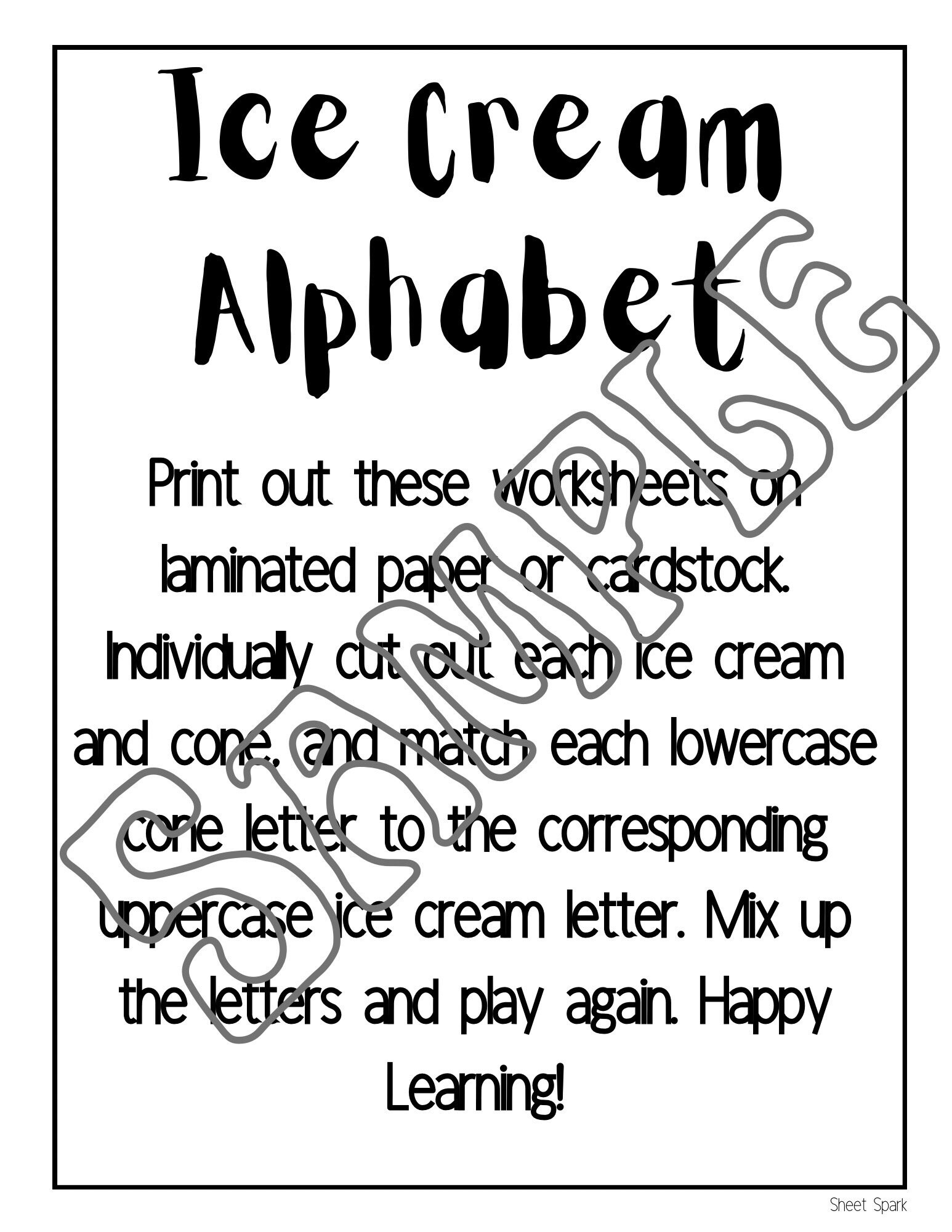 Ice Cream Cone ABC Worksheet for Children Learning Tool Abcs Sheet ...