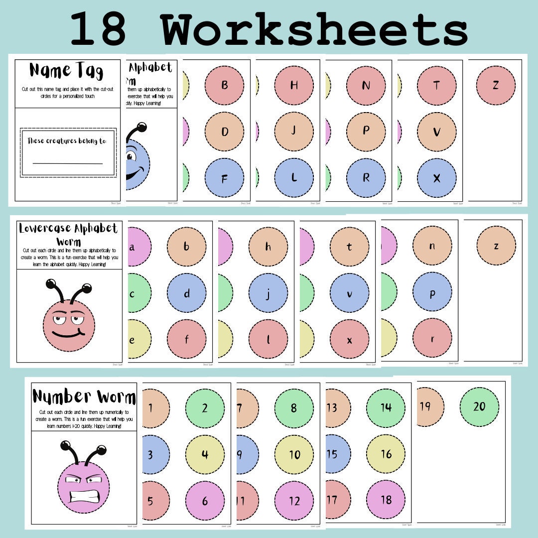 Alphabet and Number Worksheet for Children Learning Tools Sheet ...