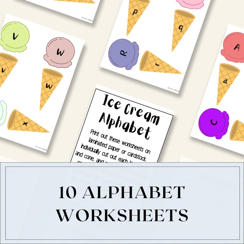 Ice Cream Cone ABC Worksheet for Children Learning Tool Abcs Sheet ...