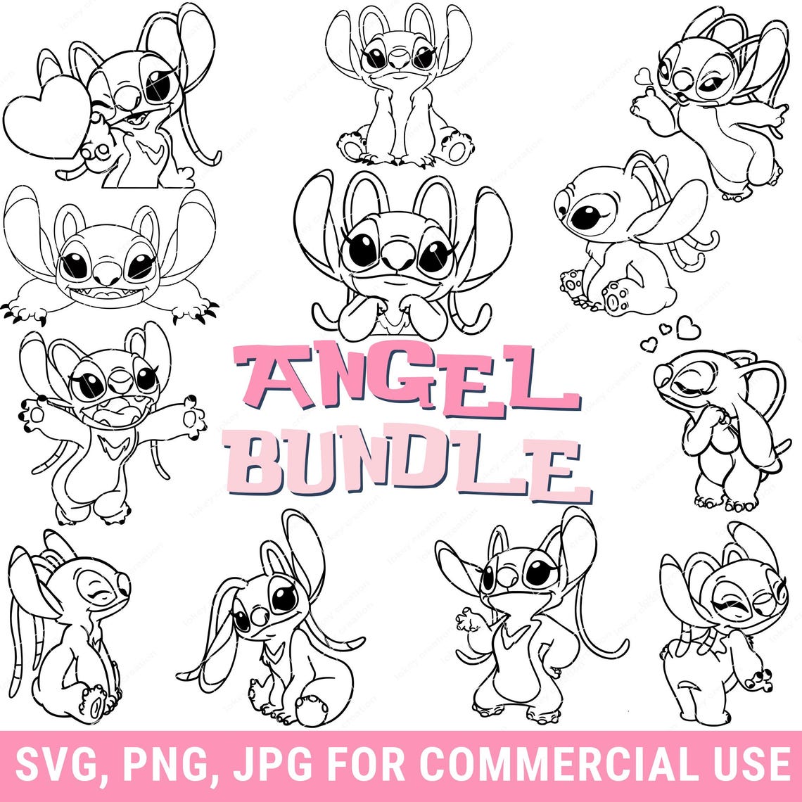 Angel SVG Bundle, Stitch Couple Svg, Stitch Love Svg, Angel Svg, Stitch ...