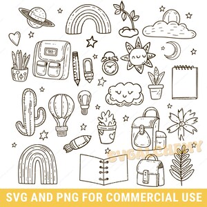 Adorable School Clip Art and SVG Bundle Back to School Supplies PNG ...