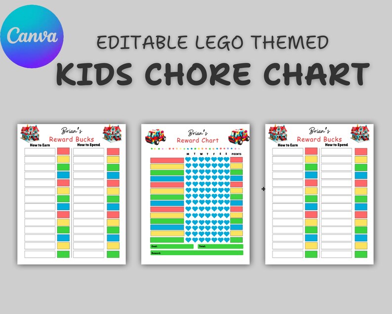 Editable Kids Chore Chart Bundle, Printable Kids Daily Checklist ...