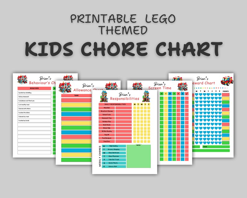 Editable Kids Chore Chart Bundle, Printable Kids Daily Checklist ...