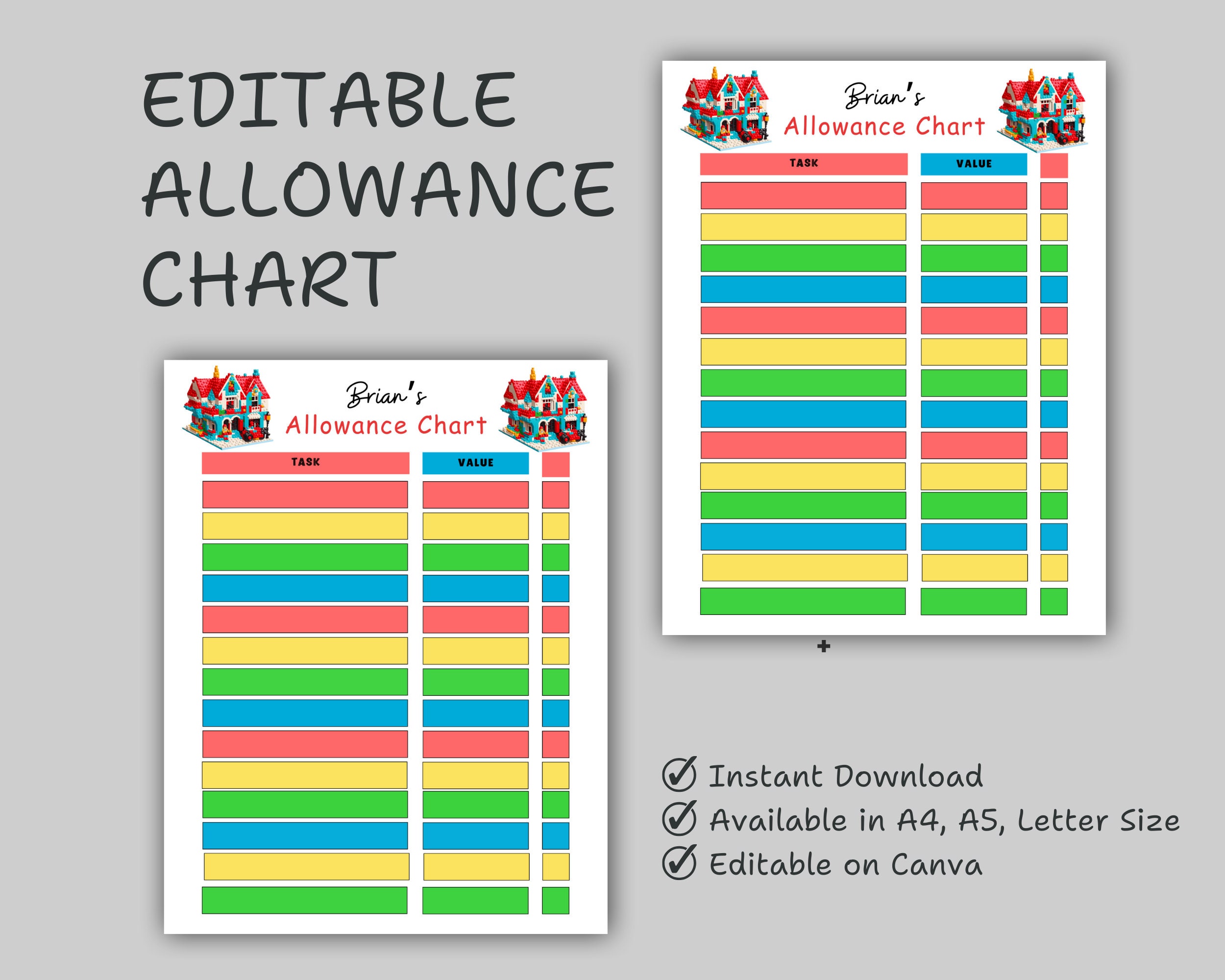 Editable Kids Chore Chart Bundle, Printable Kids Daily Checklist ...