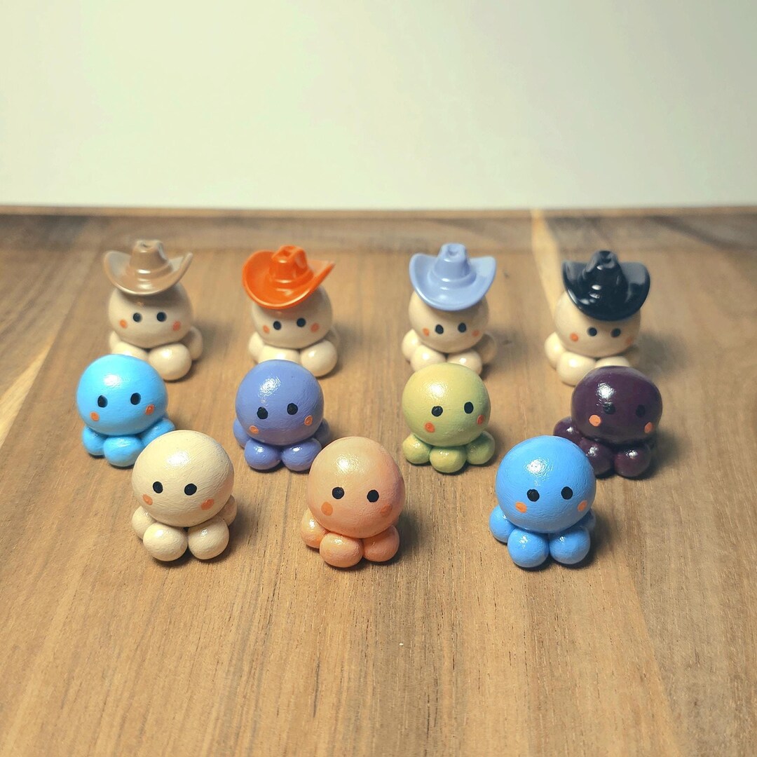 Vibrant Hand-painted Polymer Clay Octopuses Designed for Tabletop ...