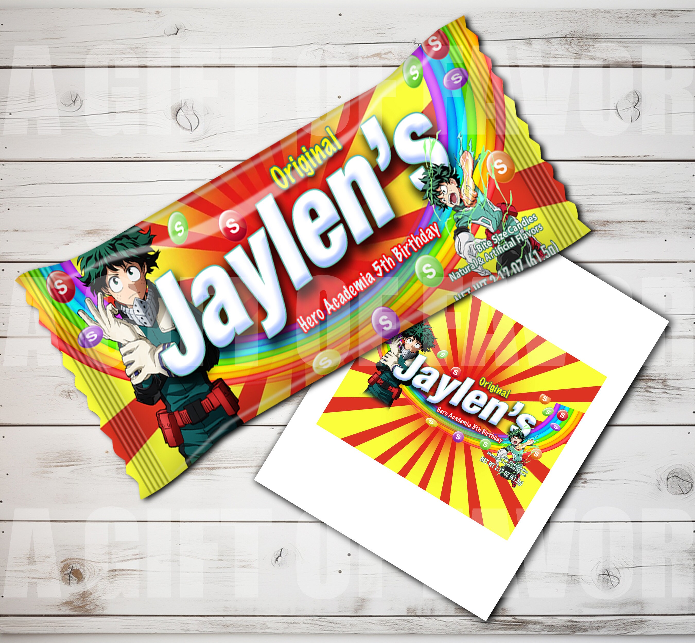 Anime Inspired Skittles Anime Birthday Labels Anime Party Favors Custom ...