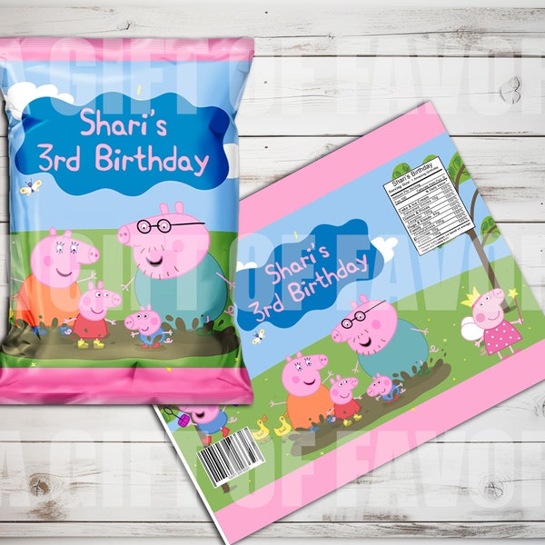 Peppa Pig Chip Bags Templates - Etsy