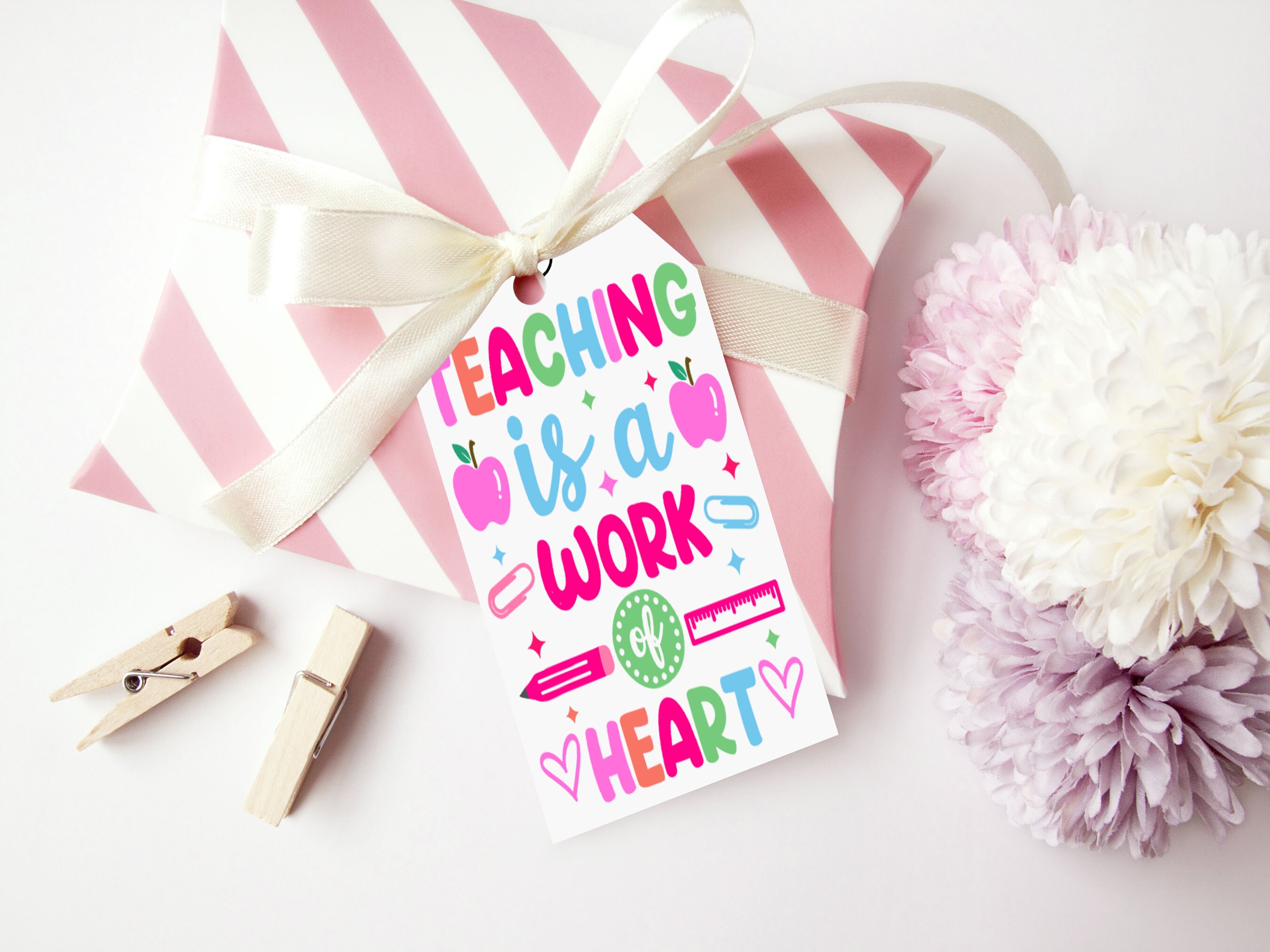 Teacher Appreciation Gift Tag Printable Teaching is a Work of Heart ...