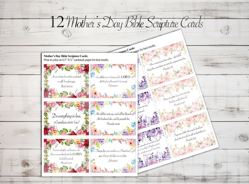 Mothers Day Bible Scripture Cards Christian Mothers Day Bible Verse ...