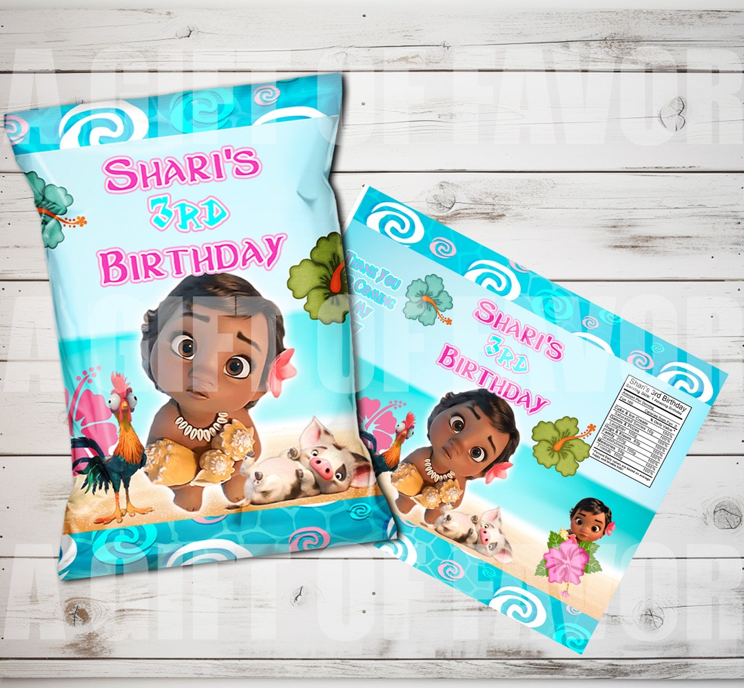 Baby Moana Inspired Chip Bags | Moana Birthday Labels | Baby Moana ...