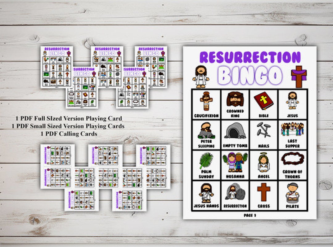 Easter Religious Christian Resurrection Bingo - Palm Sunday Bingo Games ...