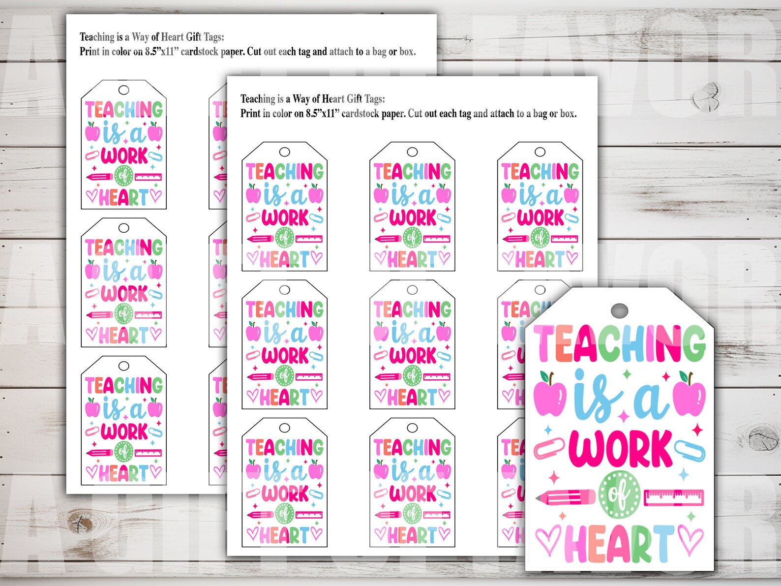Teacher Appreciation Gift Tag Printable Teaching is a Work of Heart ...