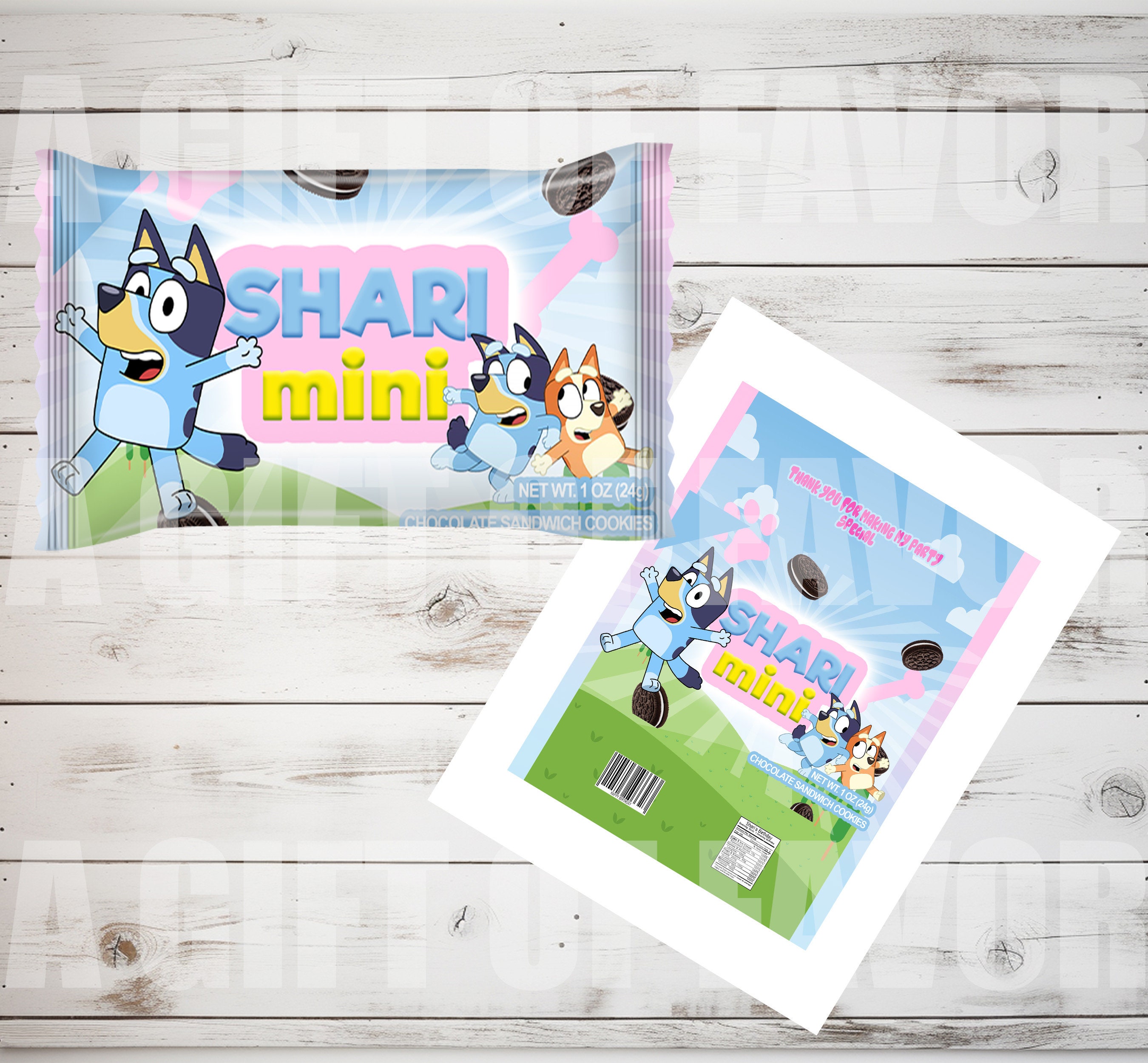 Pink Blue Y Oreo Mini Favors | Bluey Mega Bundle Favors | Oreo Mini ...