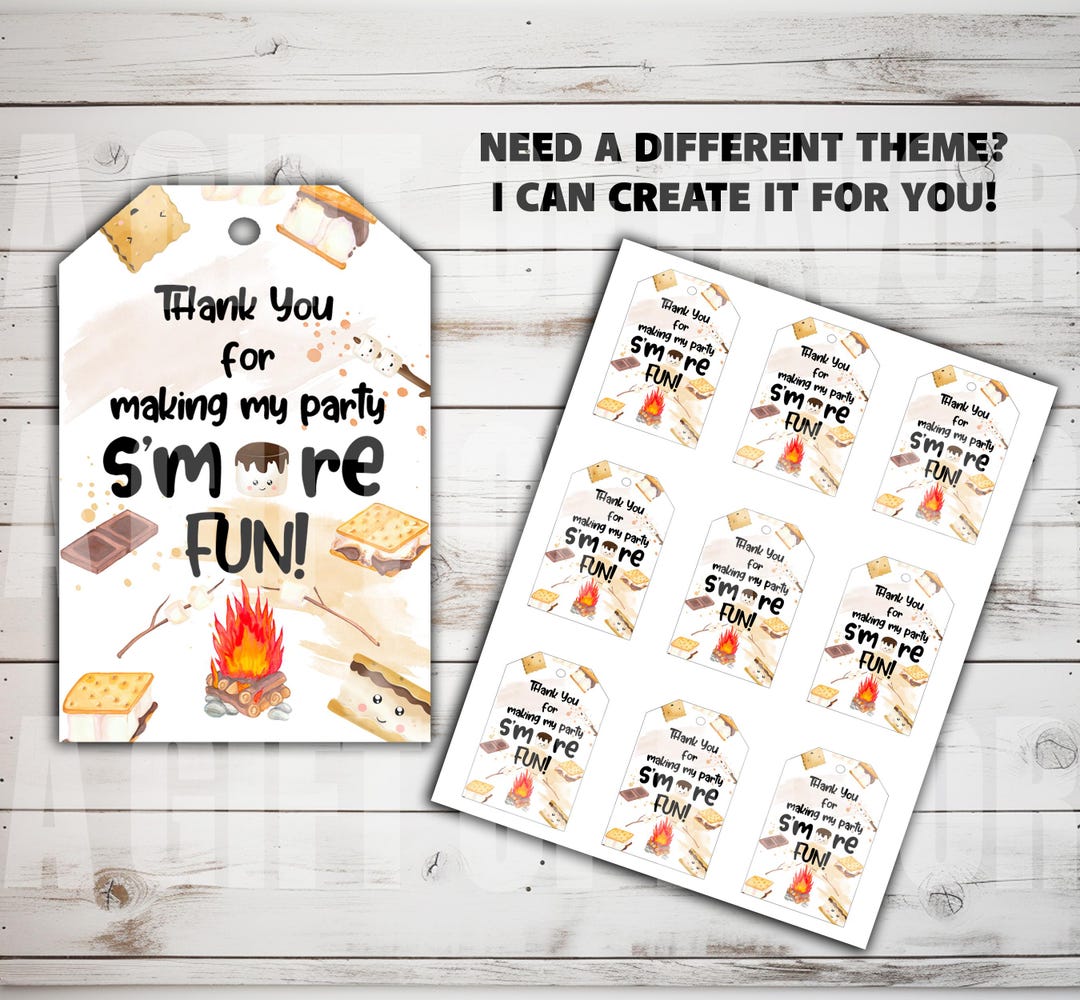 S'mores Gift Tag | S'mores Gift Tags for Events | S'mores Party Favor ...