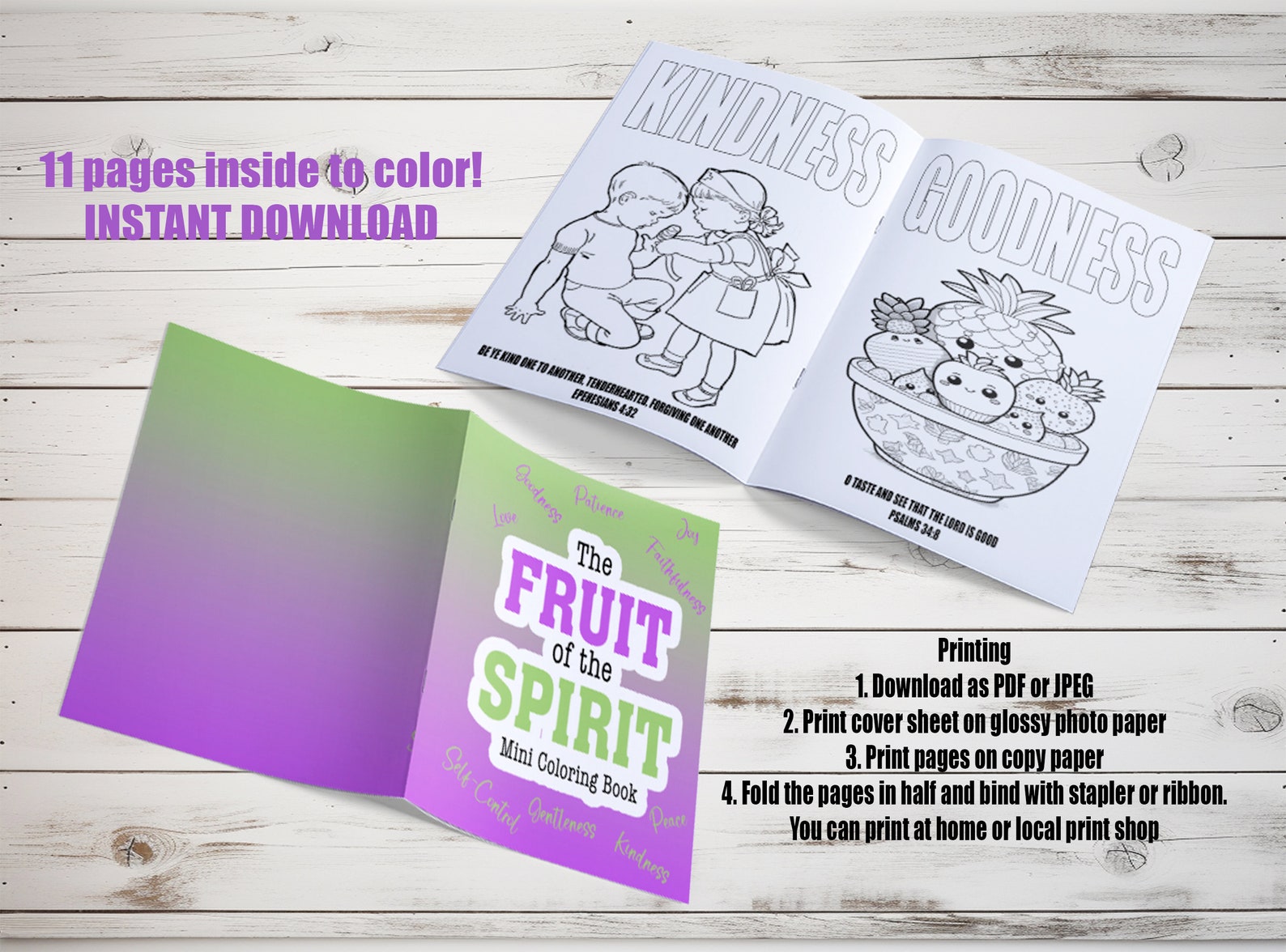 Fruit of the Spirit Coloring Book Sunday School Activities Bible Verse ...