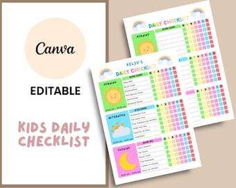 Kids Daily School Checklist, Responsibility Chart, to Do List, Editable ...