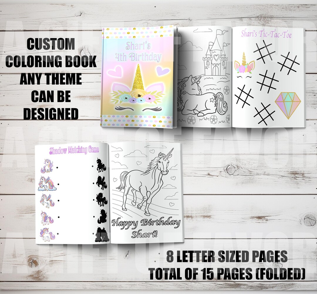 Custom Coloring Book Party Color Custom Coloring Activity Book Birthday ...