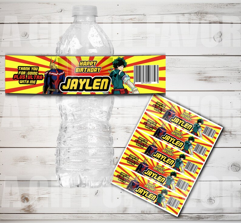 Anime Inspired Water Anime Birthday Labels Anime Party Favors Custom ...