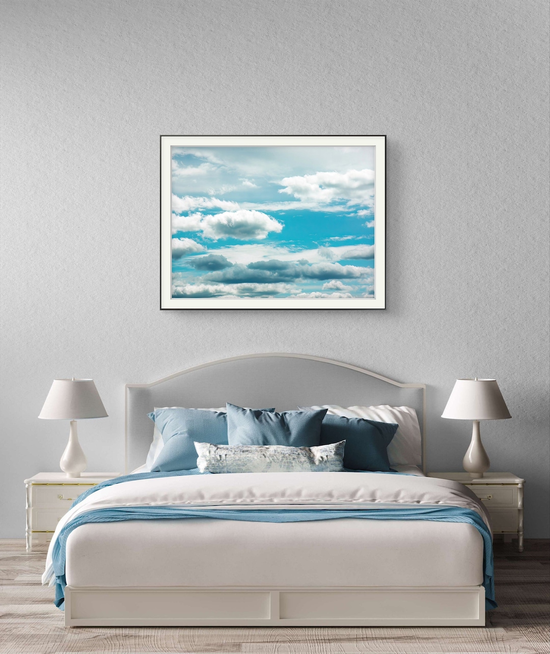 Fluffy Clouds Sky Poster Print | Blue Sky Landscape | White Clouds ...