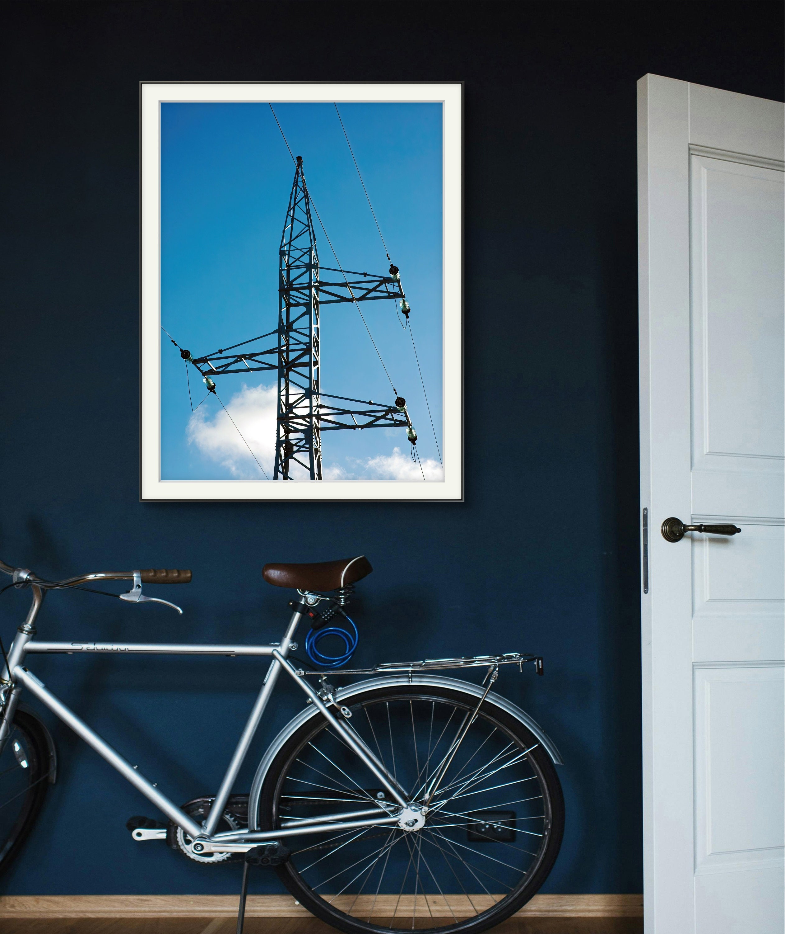 Blue Sky Transmission Tower Poster Print Utility Poster Industrial Wall ...