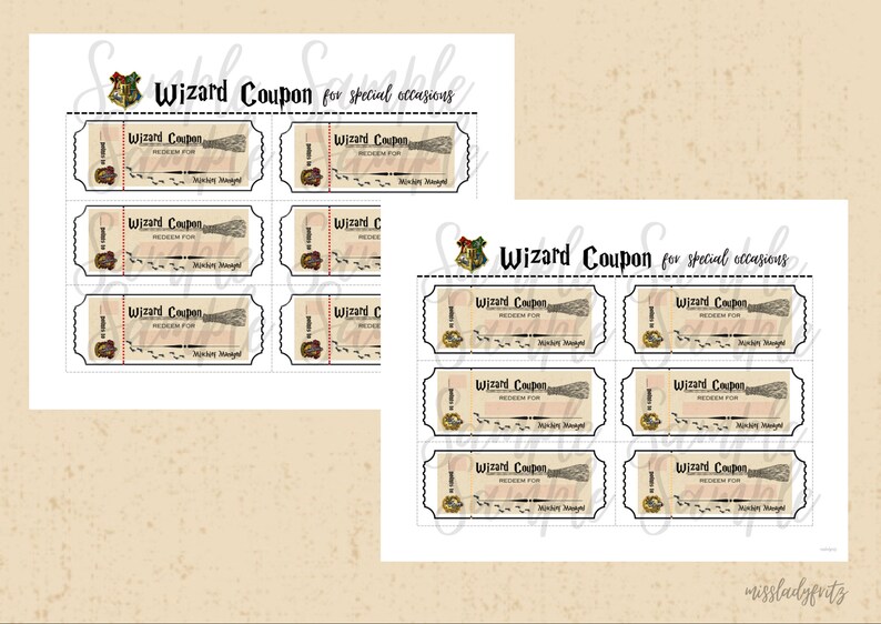 Harry Potter Coupon Template Printable Birthday Vouchers, Anniversary ...