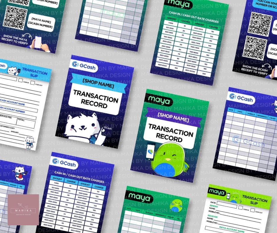 Gcash and Maya Bundle Transaction Record and Slip Fully Editable CANVA ...
