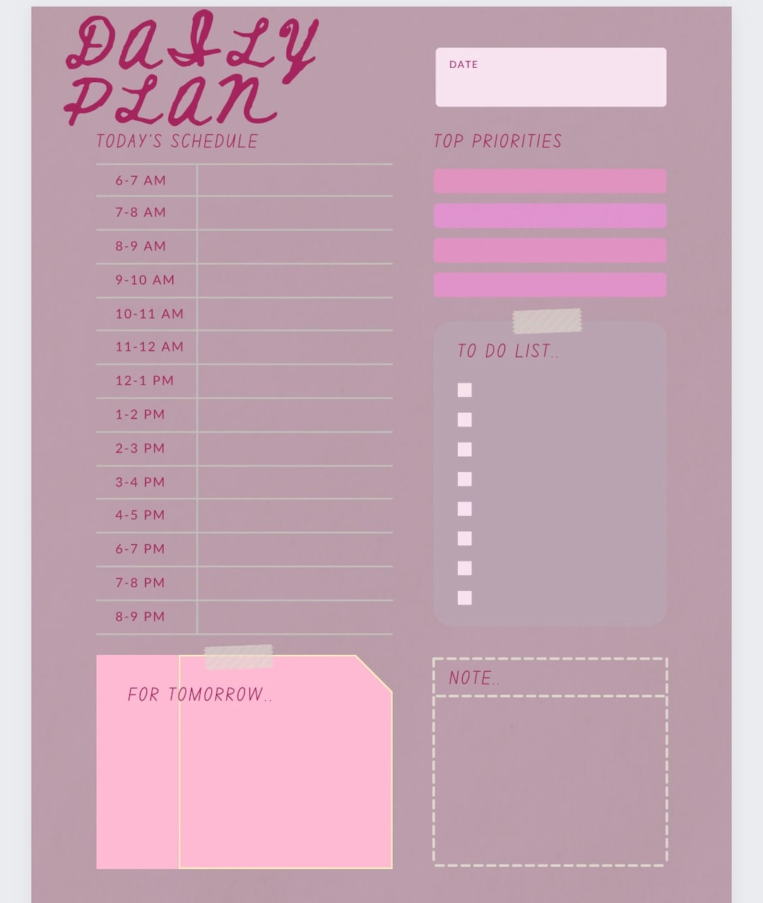 Customizable Daily Planner - Etsy