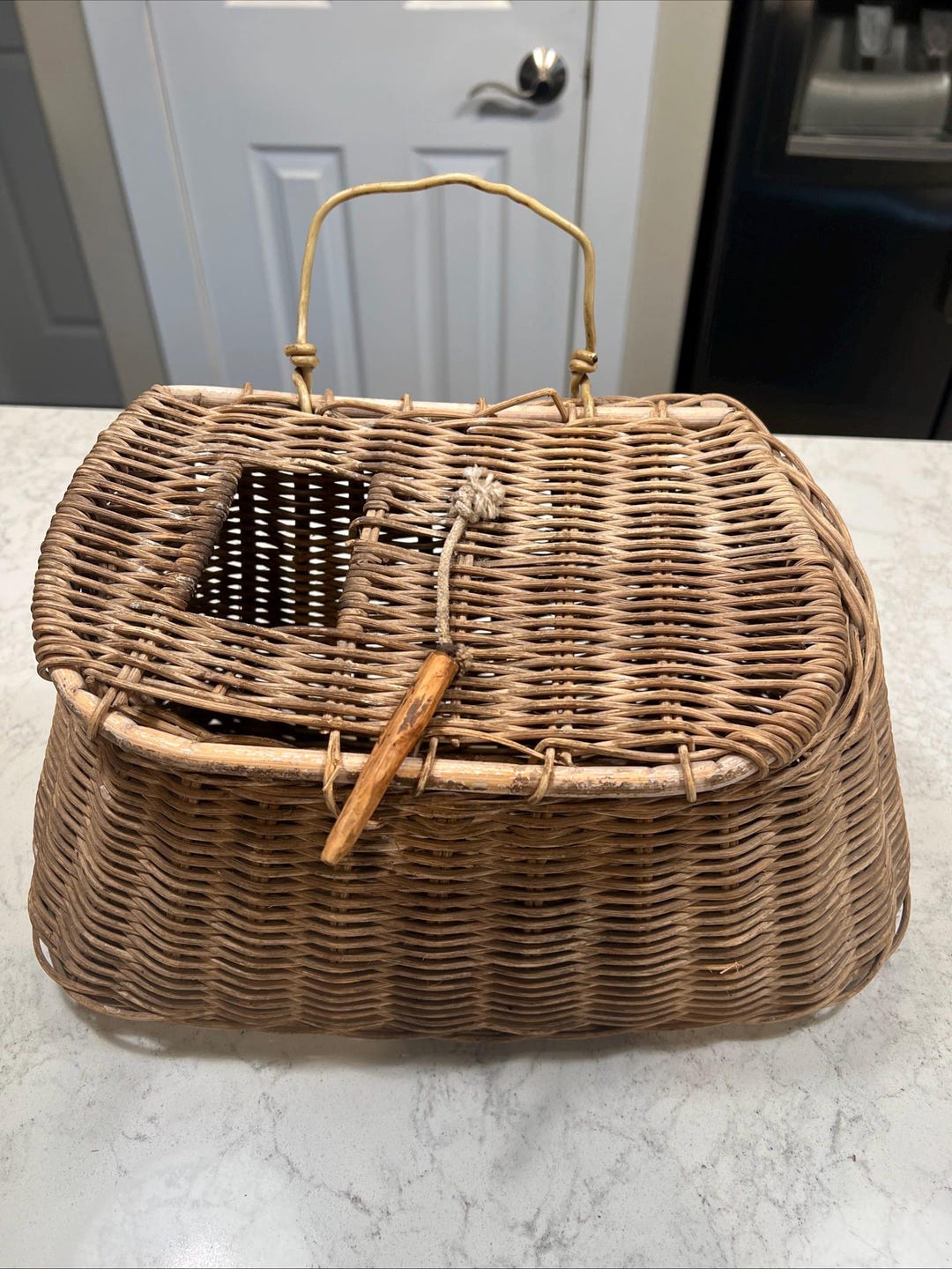 Vintage Woven Wicker Trout Fly Fishing Creel Basket - Etsy