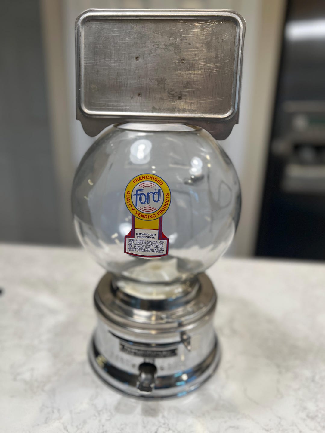 Vintage Ford Chrome Penny Gumball Machine With Advertising Card *needs ...