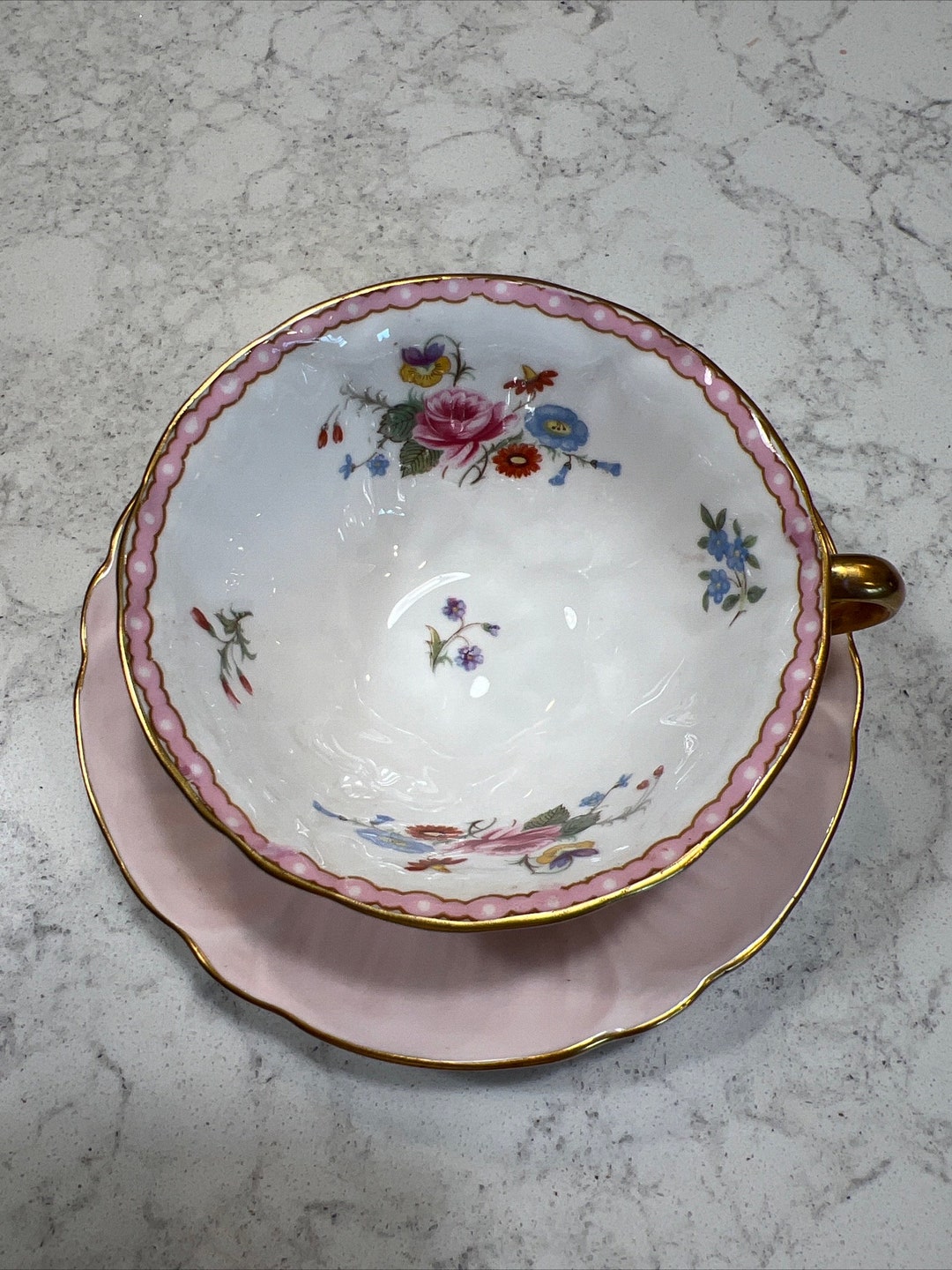 Exquisite Shelley Pale Pink Oleander Cup & Saucer, Gold Trim Pattern 13529 - Etsy