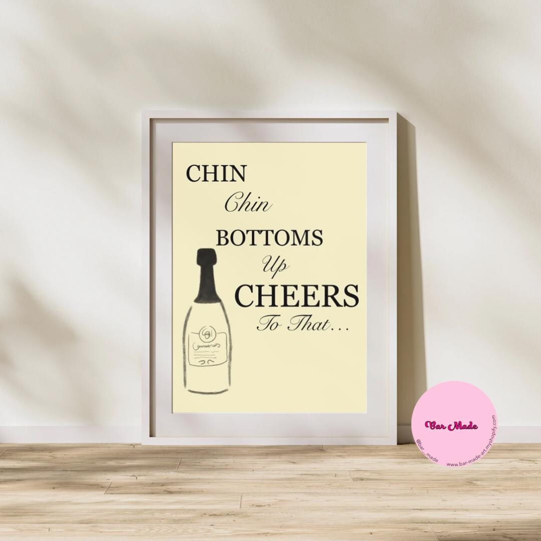 Chin Chin Cheers Print | Prosecco Wall Print | Cocktail Poster ...