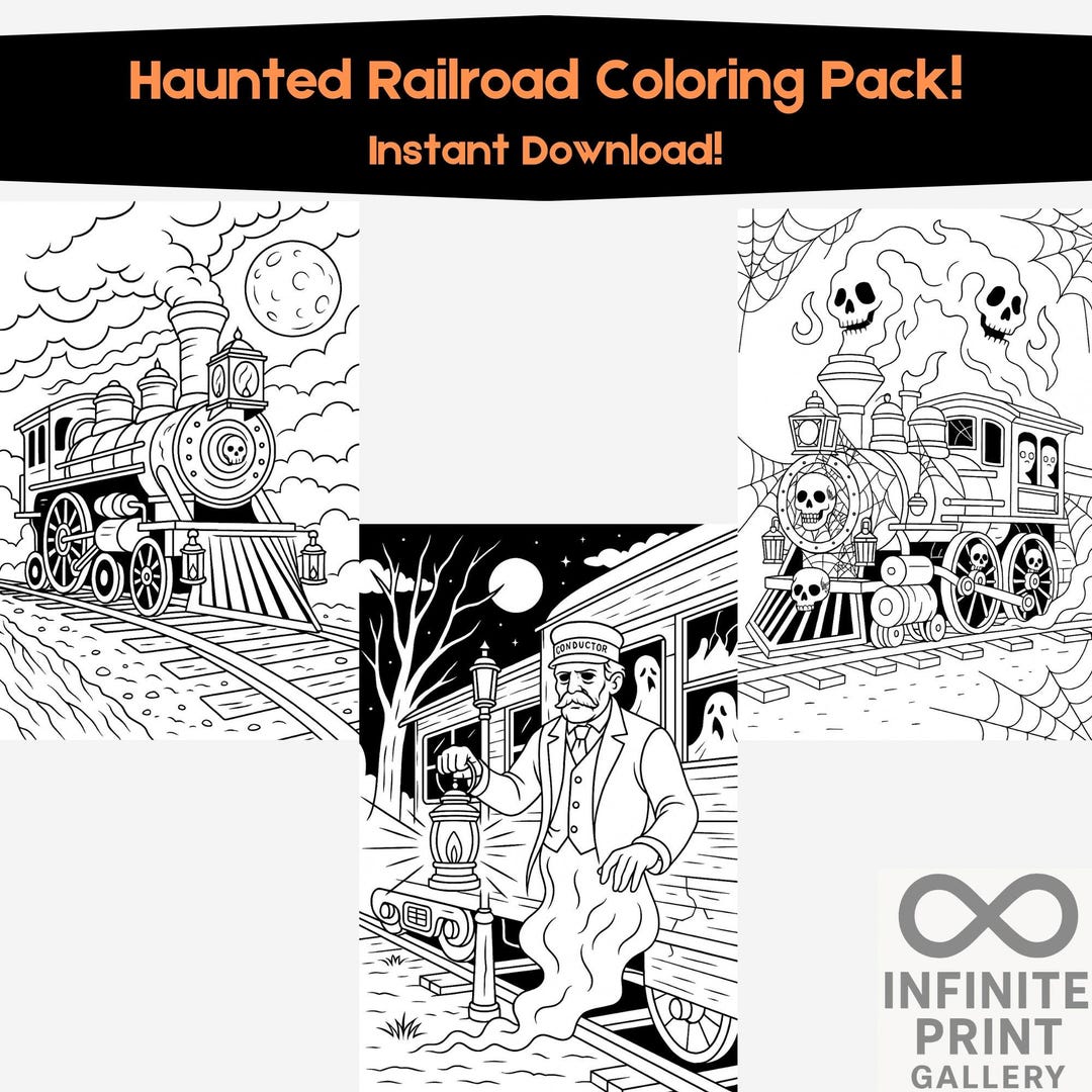 Ghost Train Coloring Pages | Haunted Railways & Spooky Stations ...