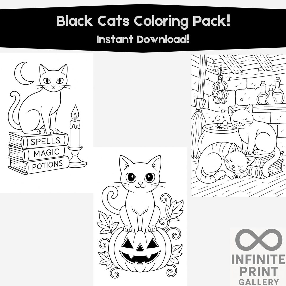 Black Cat Coloring Pages | Familiars, Pumpkins & Witchy Companions ...