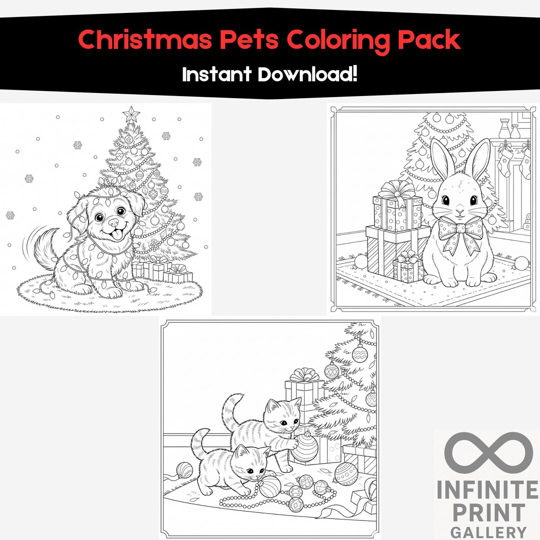 Christmas Pets Coloring Pages | 10 Cute Holiday Printables for Kids ...