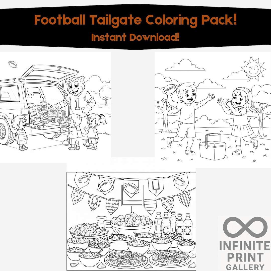 Football Tailgate Coloring Pages | Kids Fall Sports Party Activity Pack ...