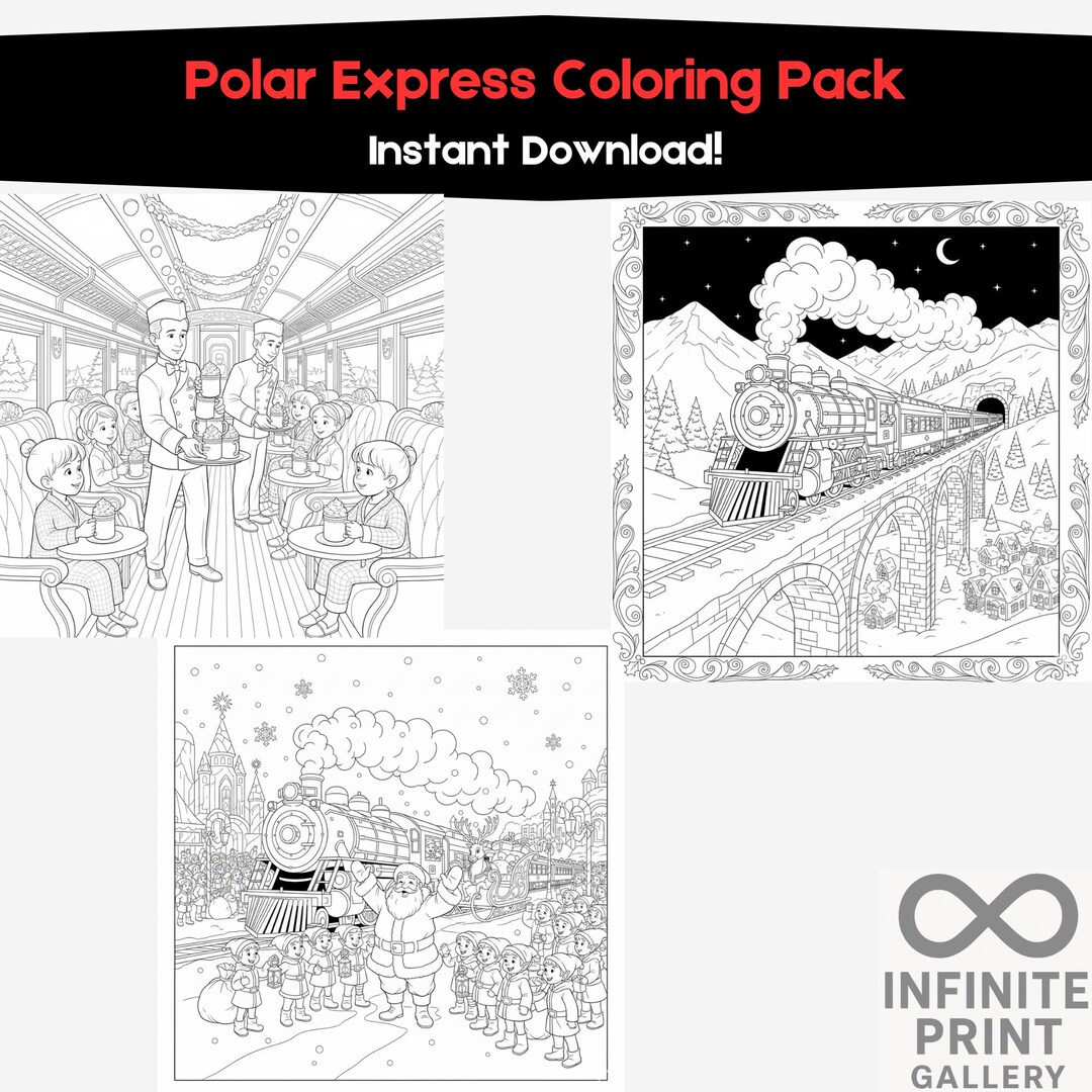 Polar Express Coloring Pages | 10 Cute Christmas Train Printables for ...